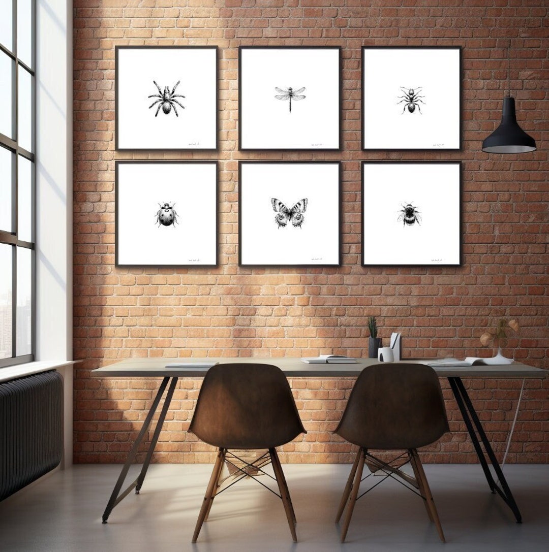 Set of 6 Insect Line Drawings A4 Printable Art Full Digital Set 300 DPI ...