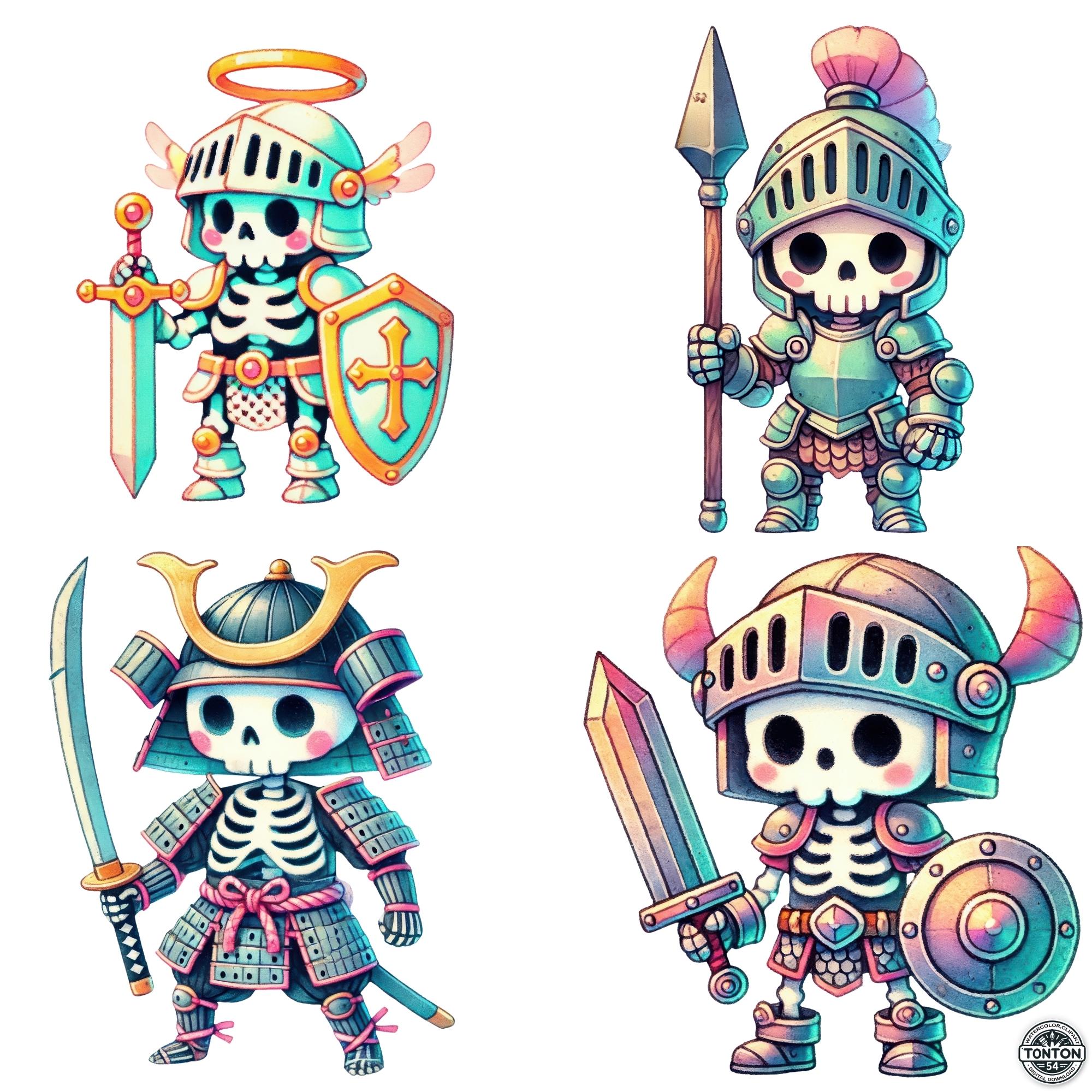 Cute Skeleton Warrior, Adventures in Dungeon, Digital Download, 21 PNG ...