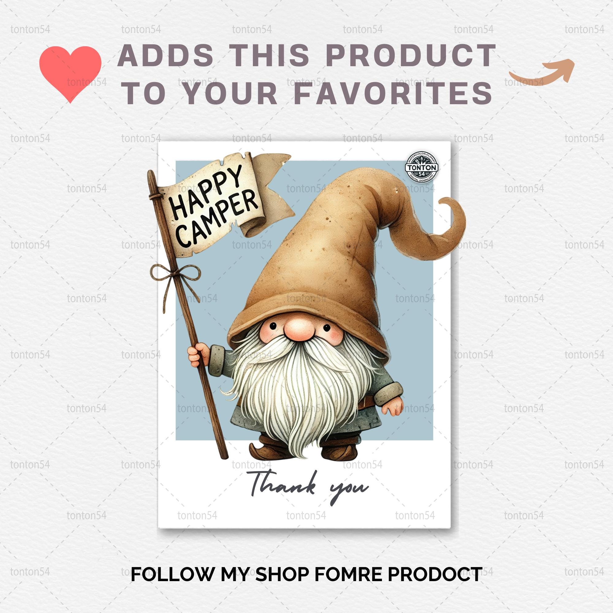 Gnome Camping Clipart Bundle, Cute Outdoor Gnomes PNG for Hiking ...