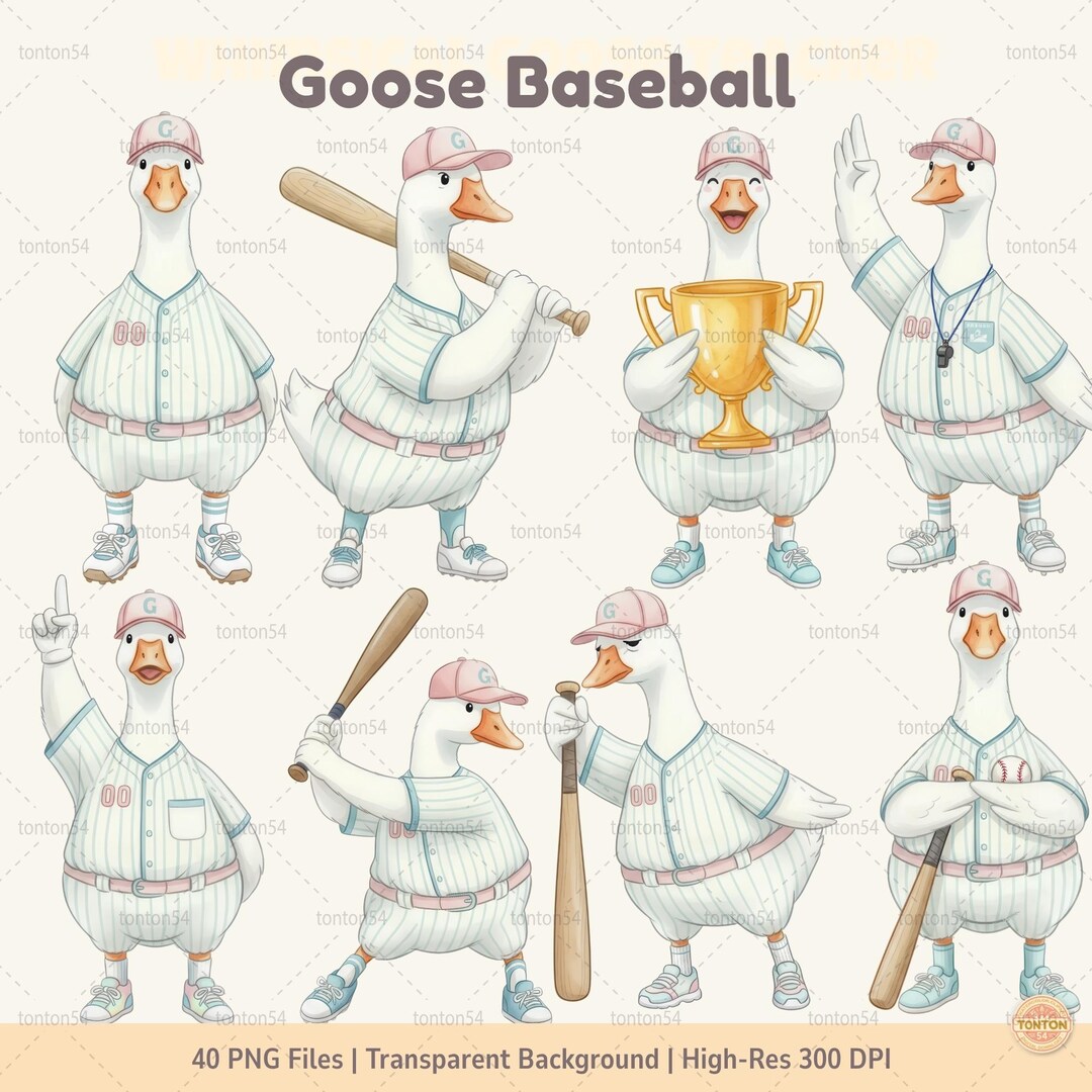 Goose Baseball Clipart PNG Bundle, Funny Sports, Clip Art Sports ...