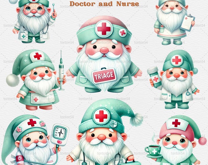 Nurse Gnome Clipart, Healthcare Gnome Clipart, Medical Gnome ...