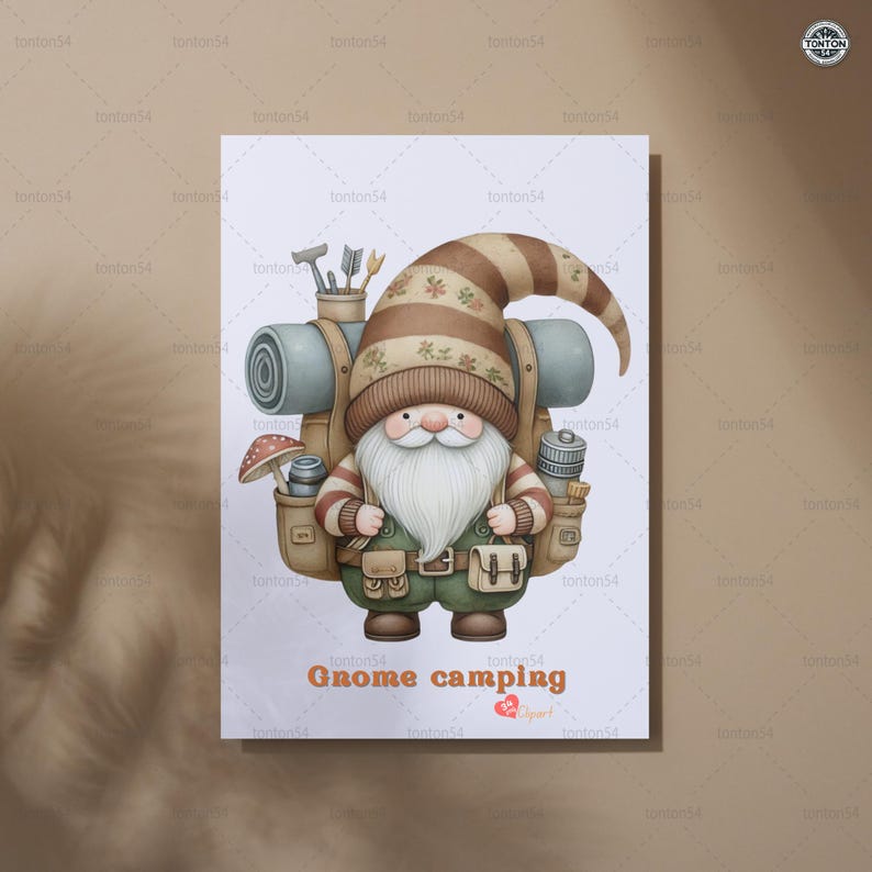 Gnome Camping Clipart Bundle, Cute Outdoor Gnomes PNG for Hiking ...