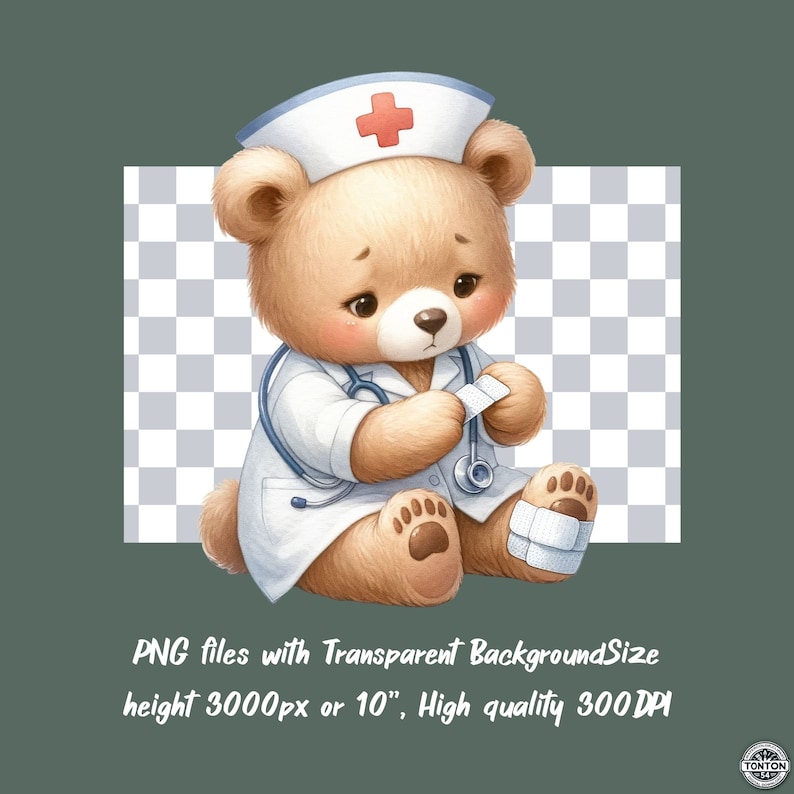 Cute Bear Nurse Watercolor Clipart Set for Healthcare Designs - Etsy