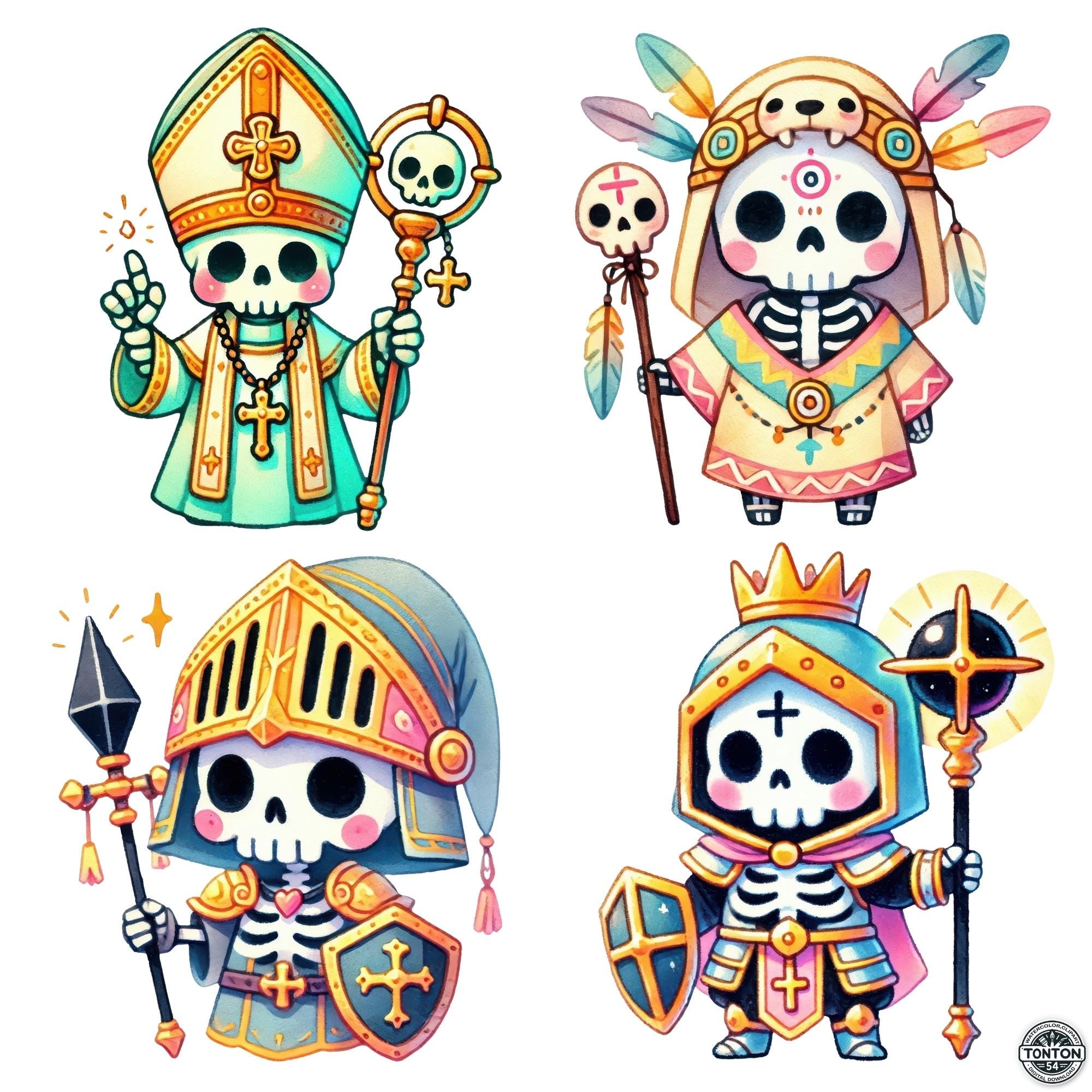 Cute Skeleton Warrior, Adventures in Dungeon, Digital Download, 21 PNG ...