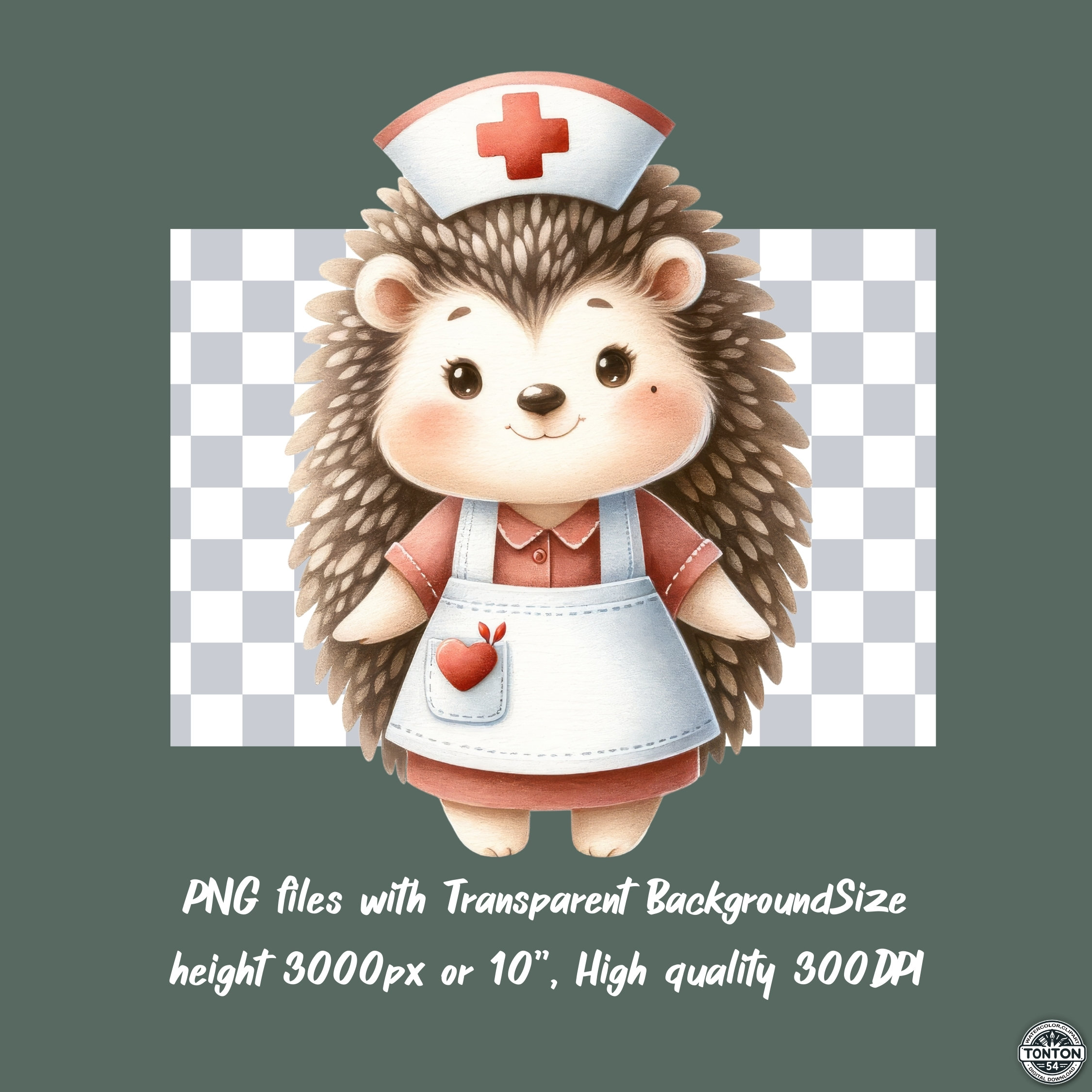 Nurse Animal Watercolor Clipart Collection 45 PNG Images for Healthcare ...