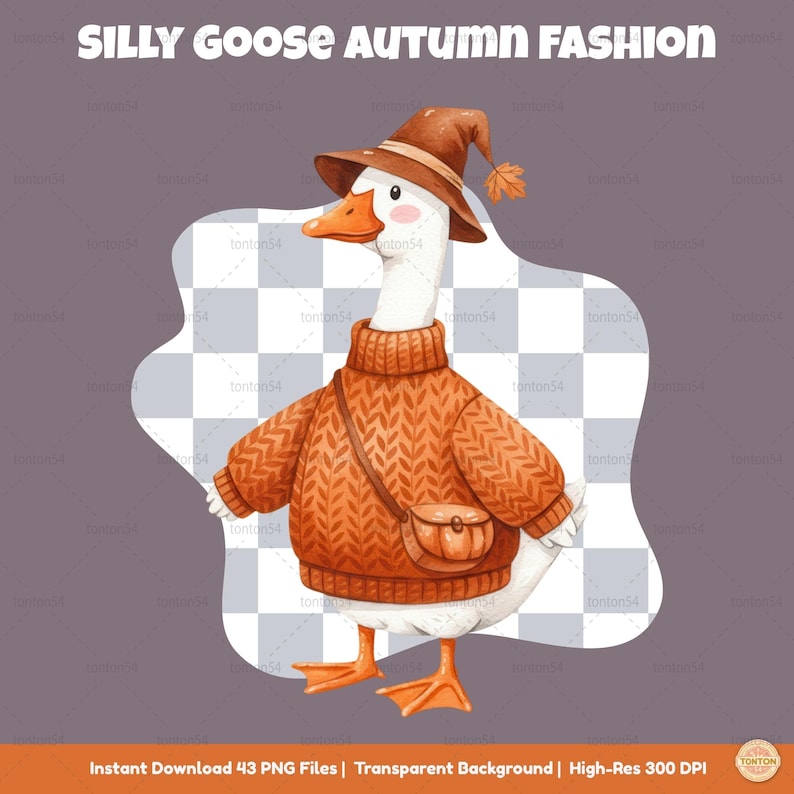Cozy Autumn Goose Clipart Bundle: Cottagecore Fall Animal Pngs (digital ...