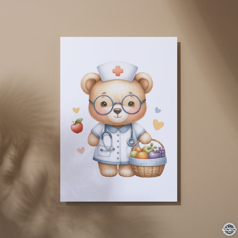 Cute Bear Nurse Watercolor Clipart Set for Healthcare Designs - Etsy