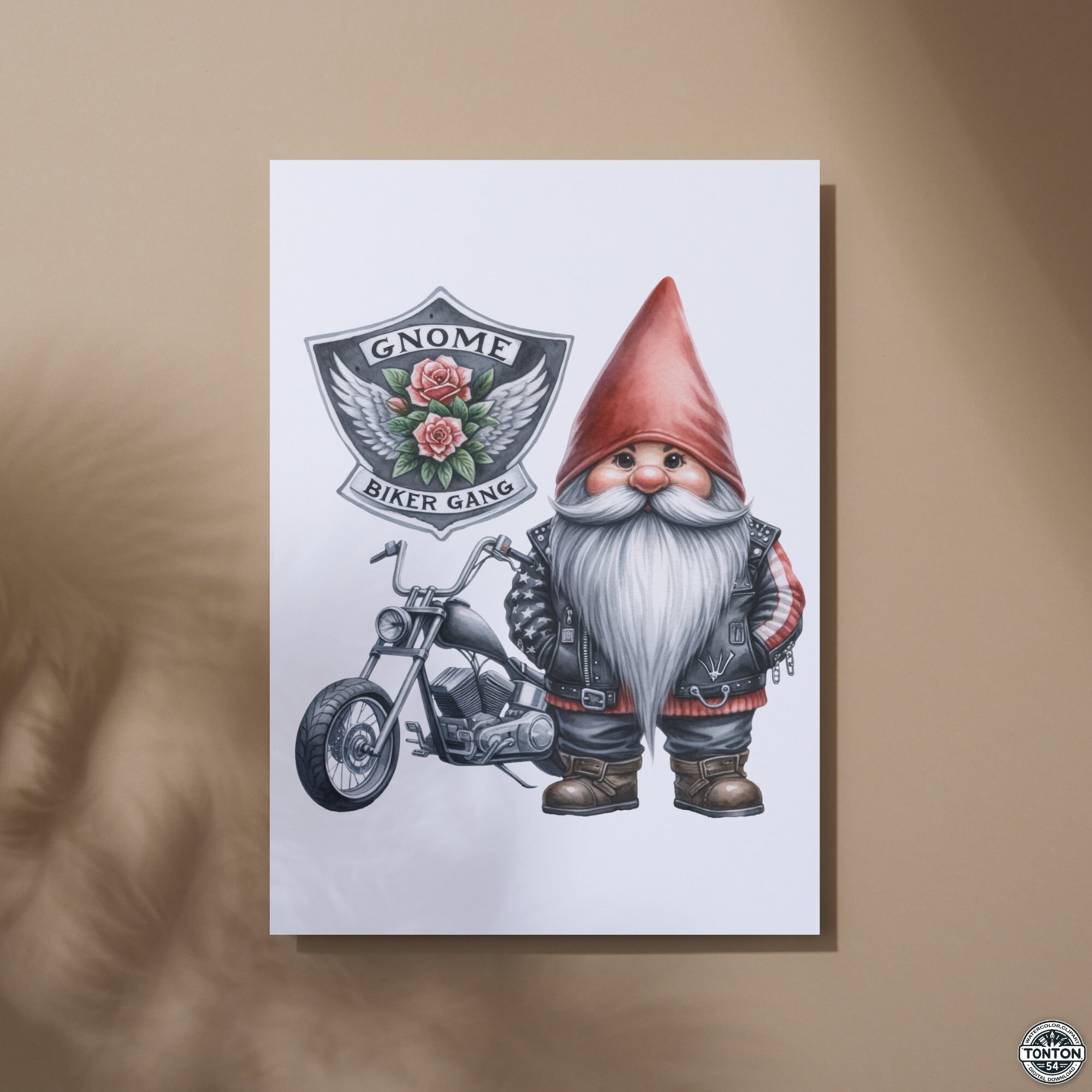 Gnome Biker Gang Watercolor Clipart,gnome Sunglasses,digital ...
