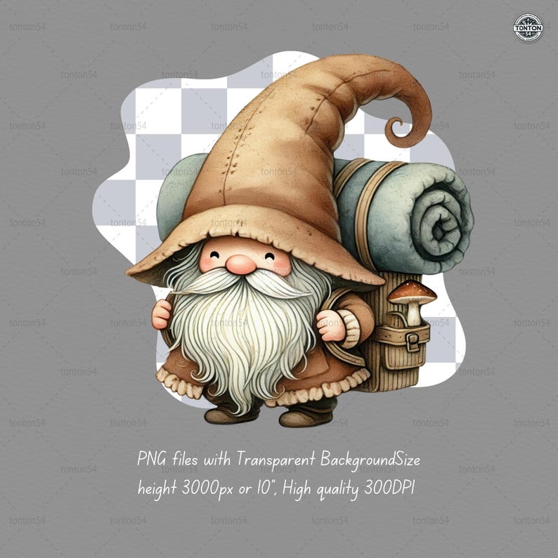 Gnome Camping Clipart Bundle, Cute Outdoor Gnomes PNG for Hiking ...