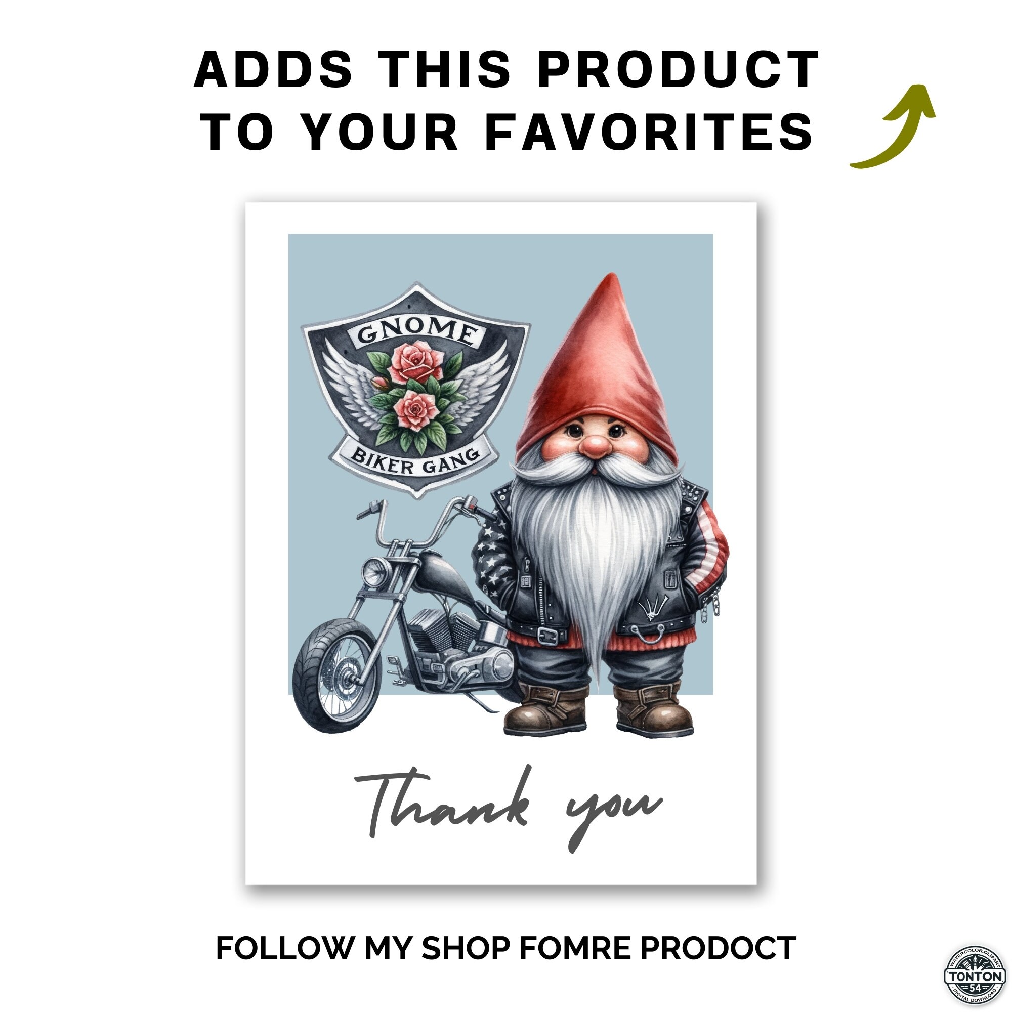 Gnome Biker Gang Watercolor Clipart,gnome Sunglasses,digital ...