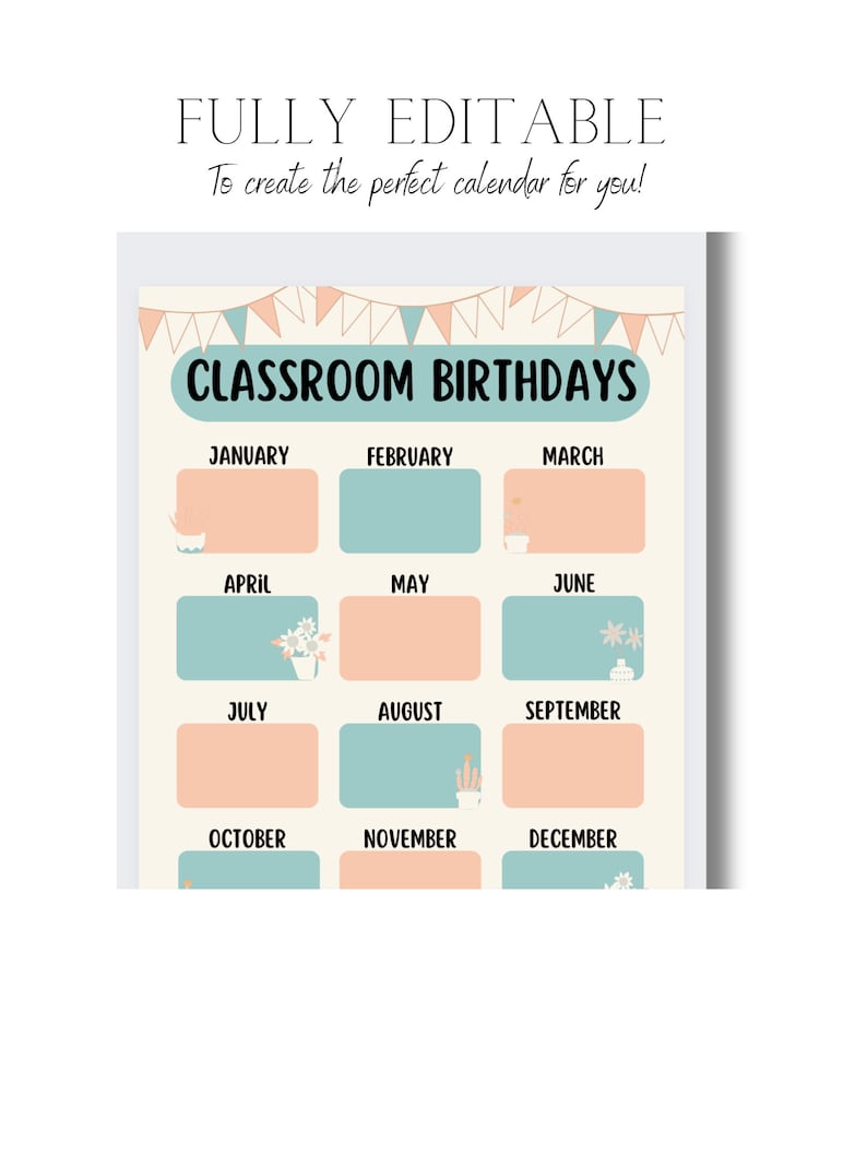 Editable Classroom Birthday Display Printable Fully Editable - Etsy
