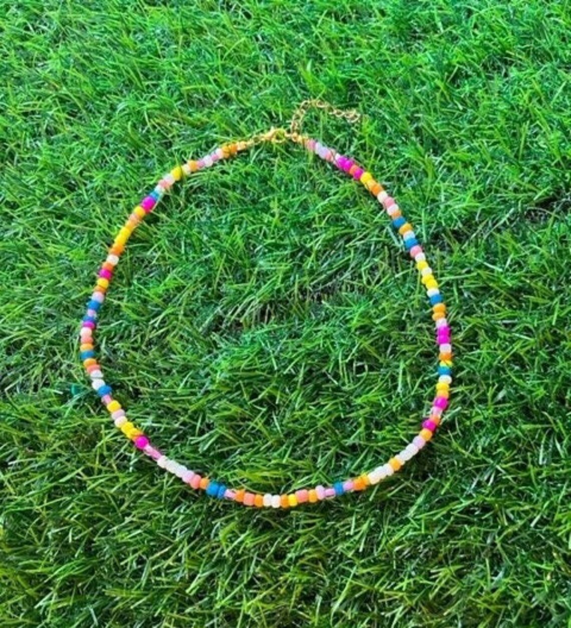 Be Happy Seed Bead Necklace - Etsy