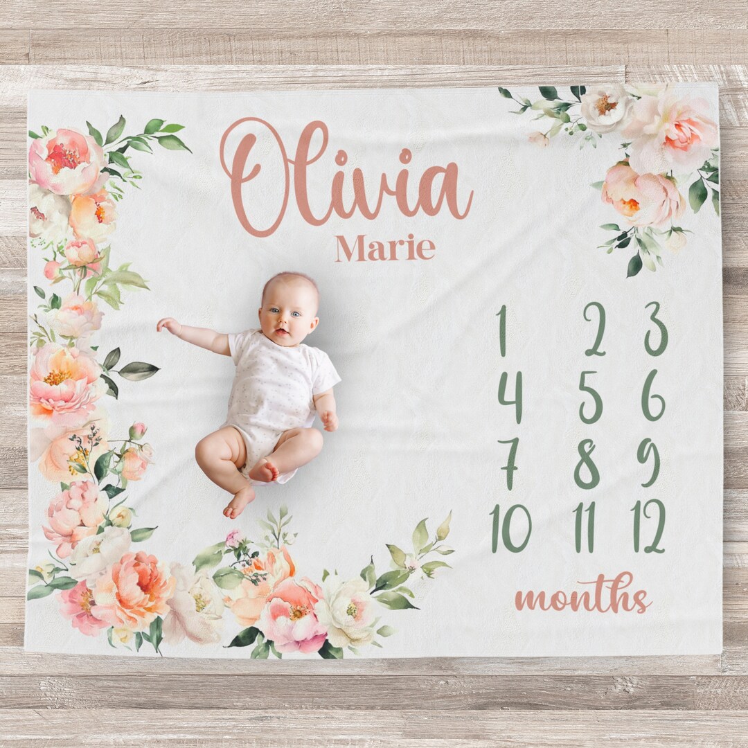 Custom Baby Milestone Blanket, Personalized Blanket, Minky Baby Blanket ...