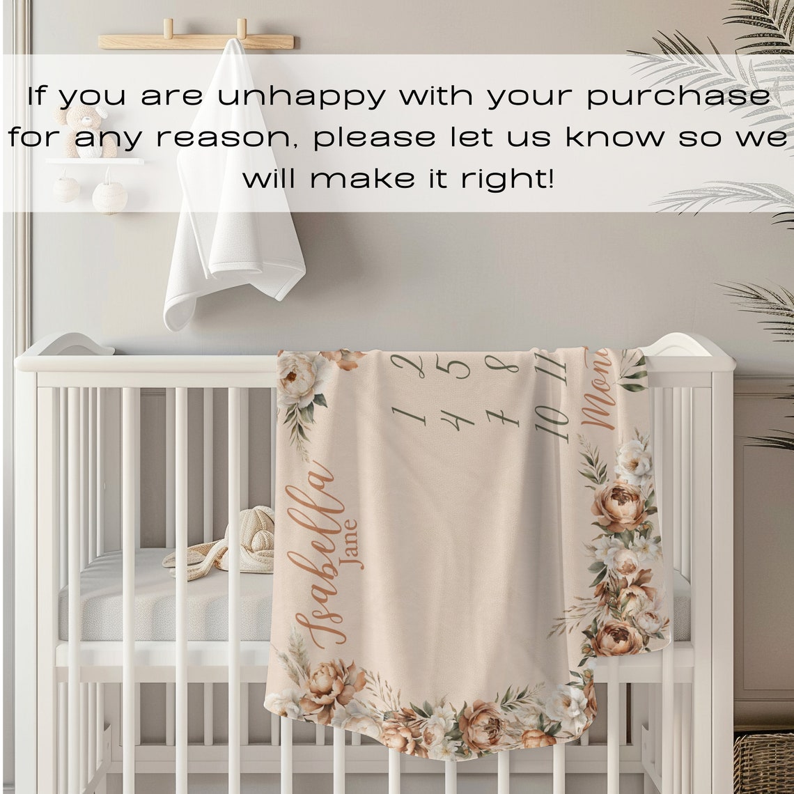 Custom Boho Girl Baby Milestone Blanket Personalized Blanket Monthly ...