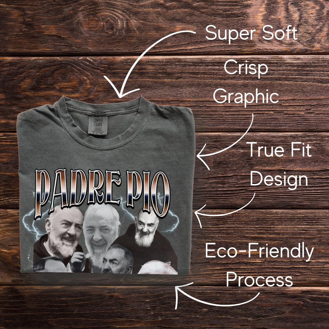 Padre Pio Retro 90s Shirt, Catholic Shirt, St Padre Pio Shirt, Saint ...