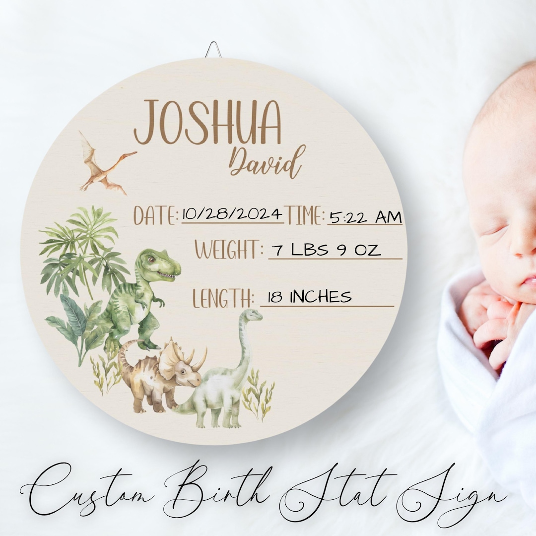 Round Custom Baby Birth Stat Sign Personalized Birth Stat Sign - Etsy