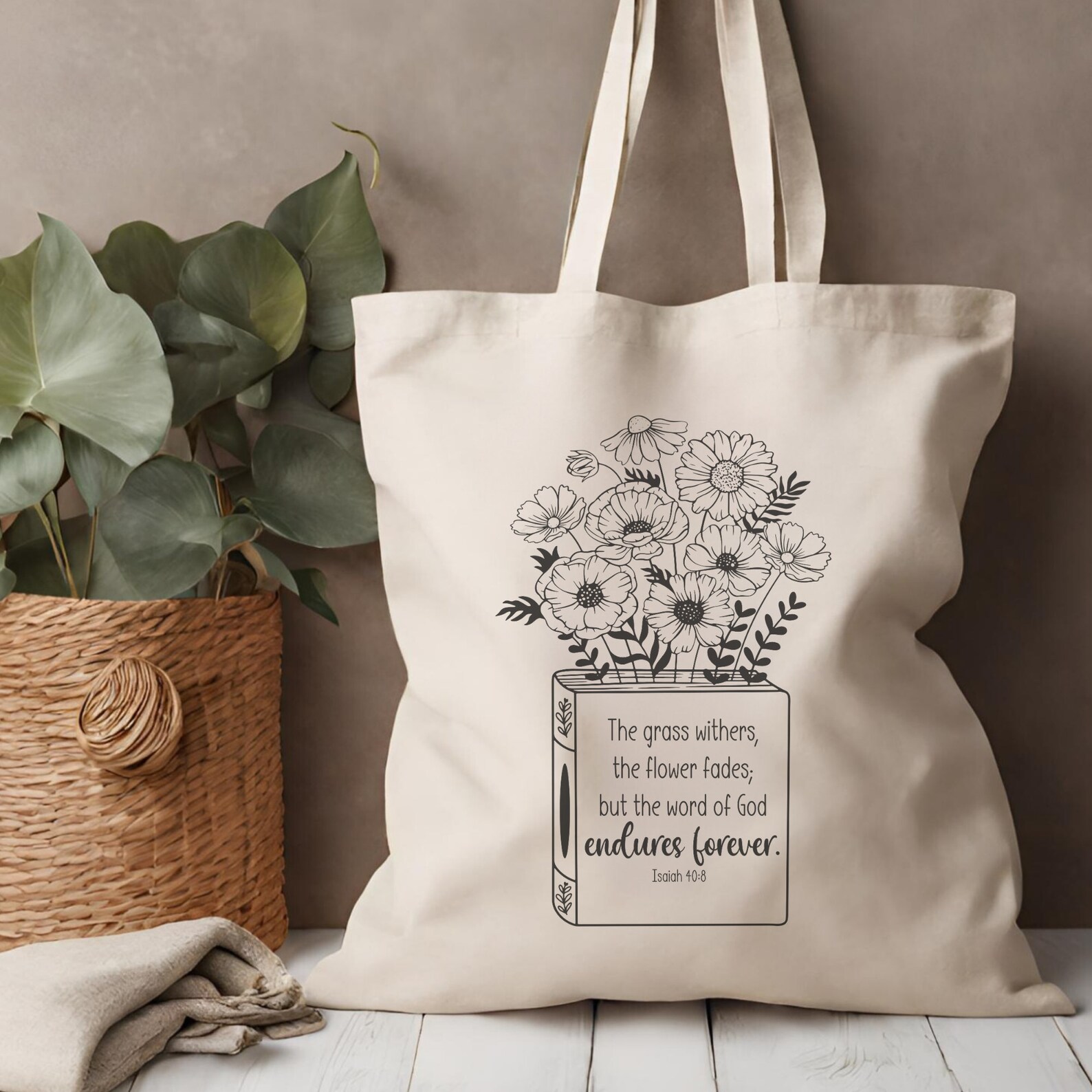 Christian Tote Bag Faith Tote Bag Bible Verse Christian Canvas Gift ...