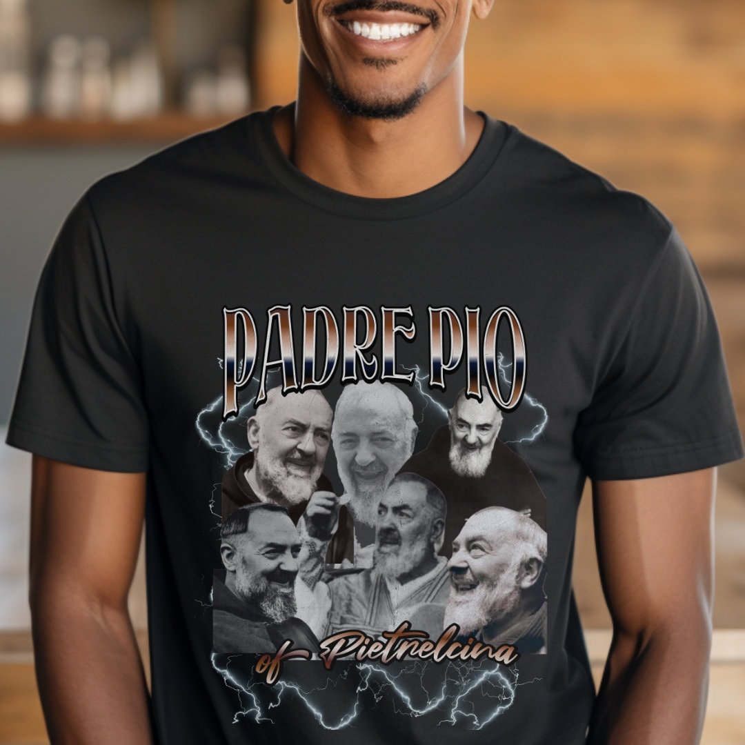 Padre Pio Retro 90s Shirt, Catholic Shirt, St Padre Pio Shirt, Saint ...