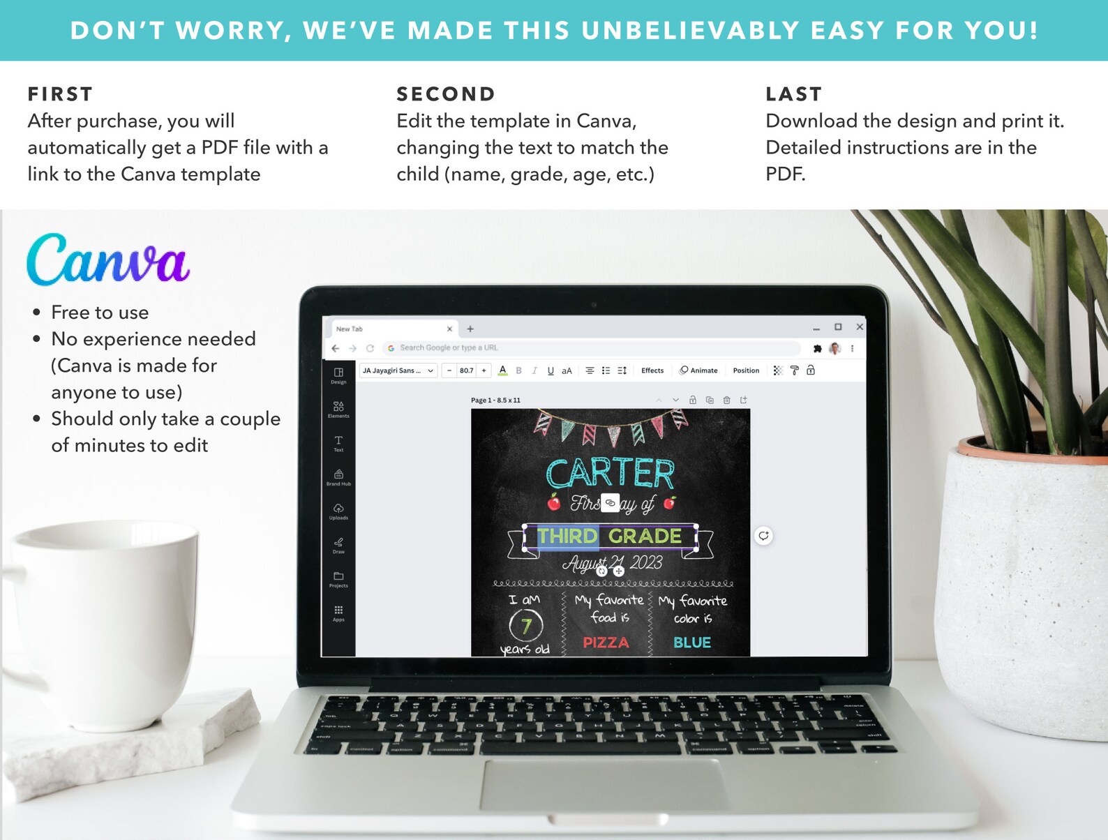 Editable First Day of School Chalkboard Sign, Chalkboard Back to School ...