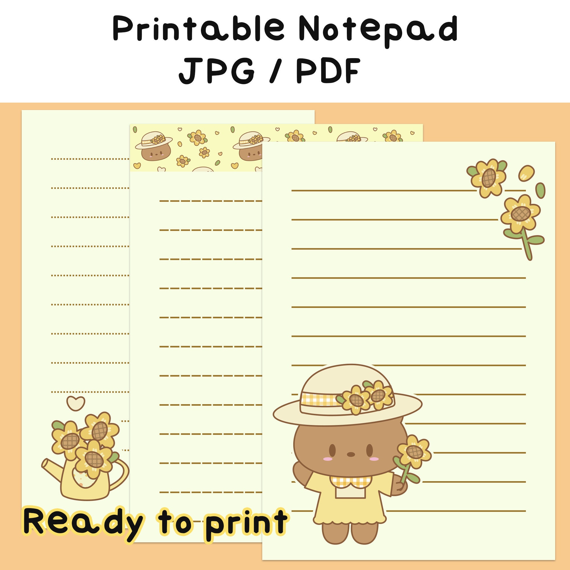 Memo Notes Printable, Note Pad Digital Download, Cute Printable Notepad ...