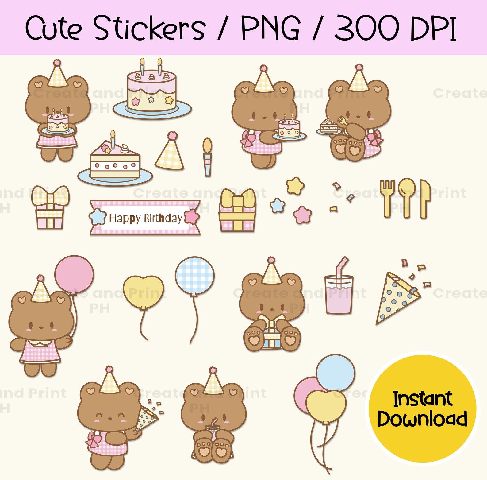 Cute Kawaii Printable Clipart, Kawaii Printable Stickers Planner ...