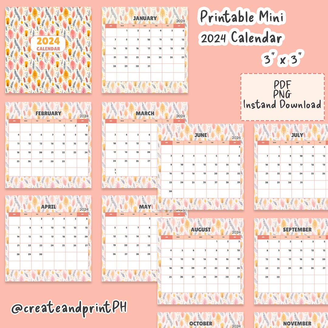 Printable 2024 Mini Calendar SUNDAY Start Calendar Notepad - Etsy