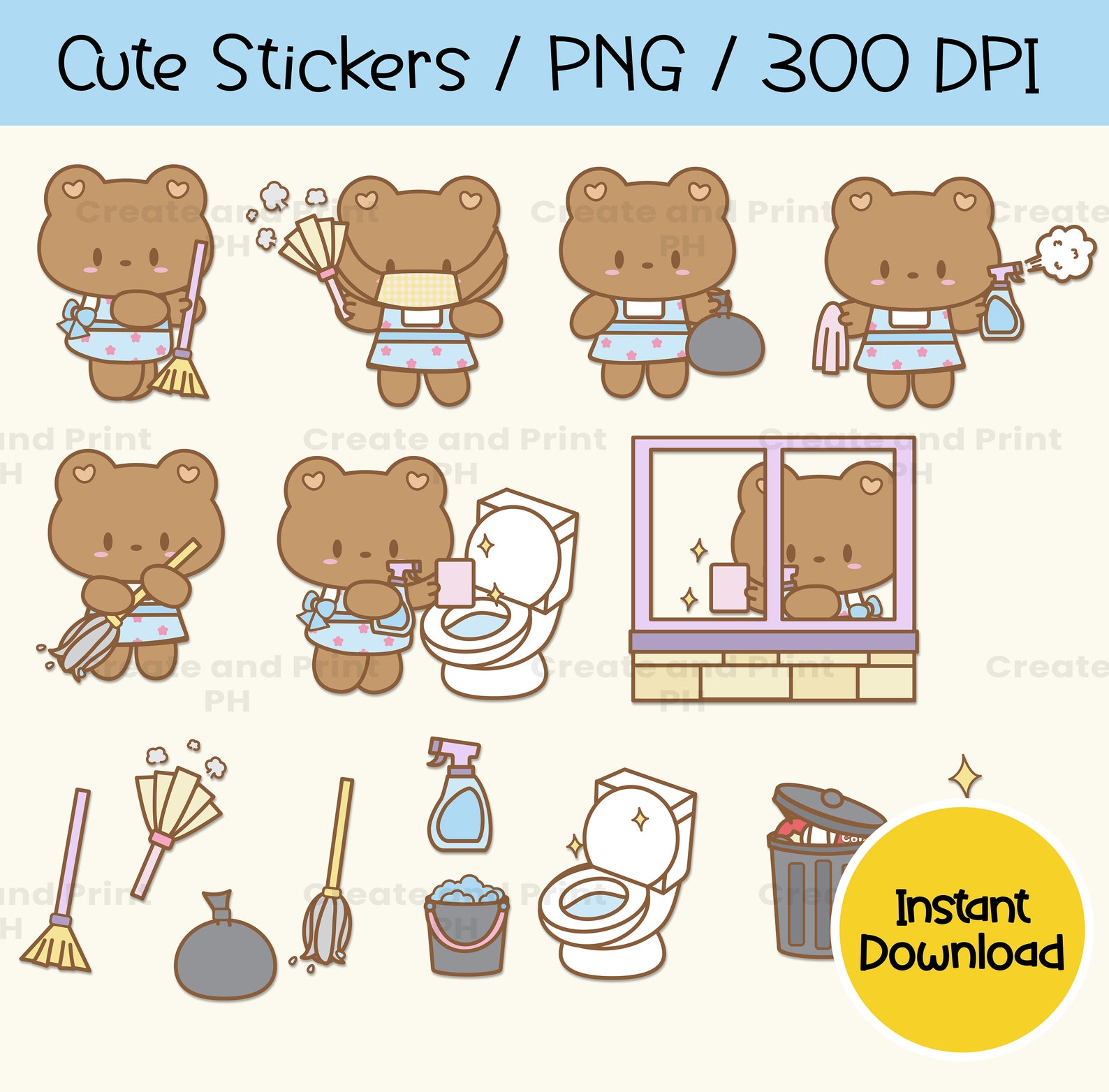 Cute Kawaii Printable Clipart, Kawaii Printable Stickers Planner ...