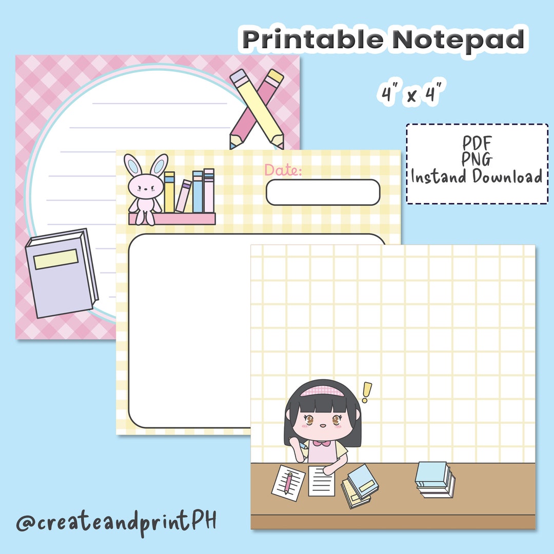 Memo Notes Printable, Note Pad Digital Download, Cute Printable Notepad ...