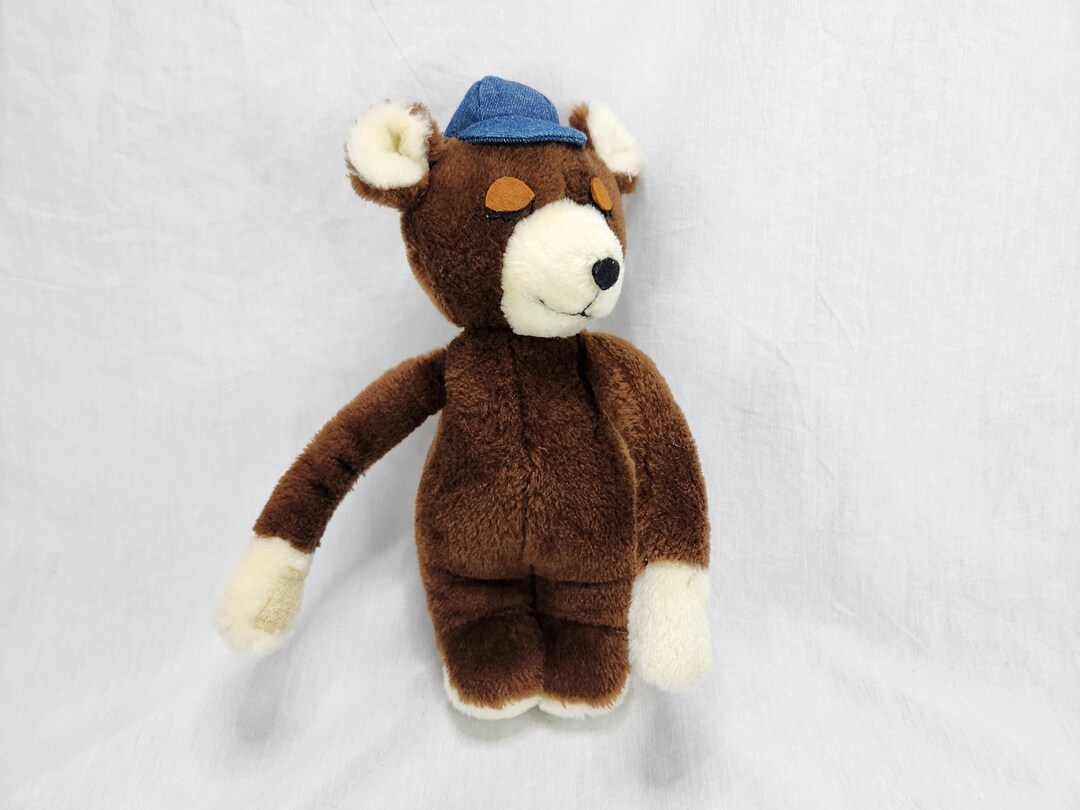 1977 Dakin Dark Brown Bear Cub Plush With Blue Hat and Velcro Hands - Etsy