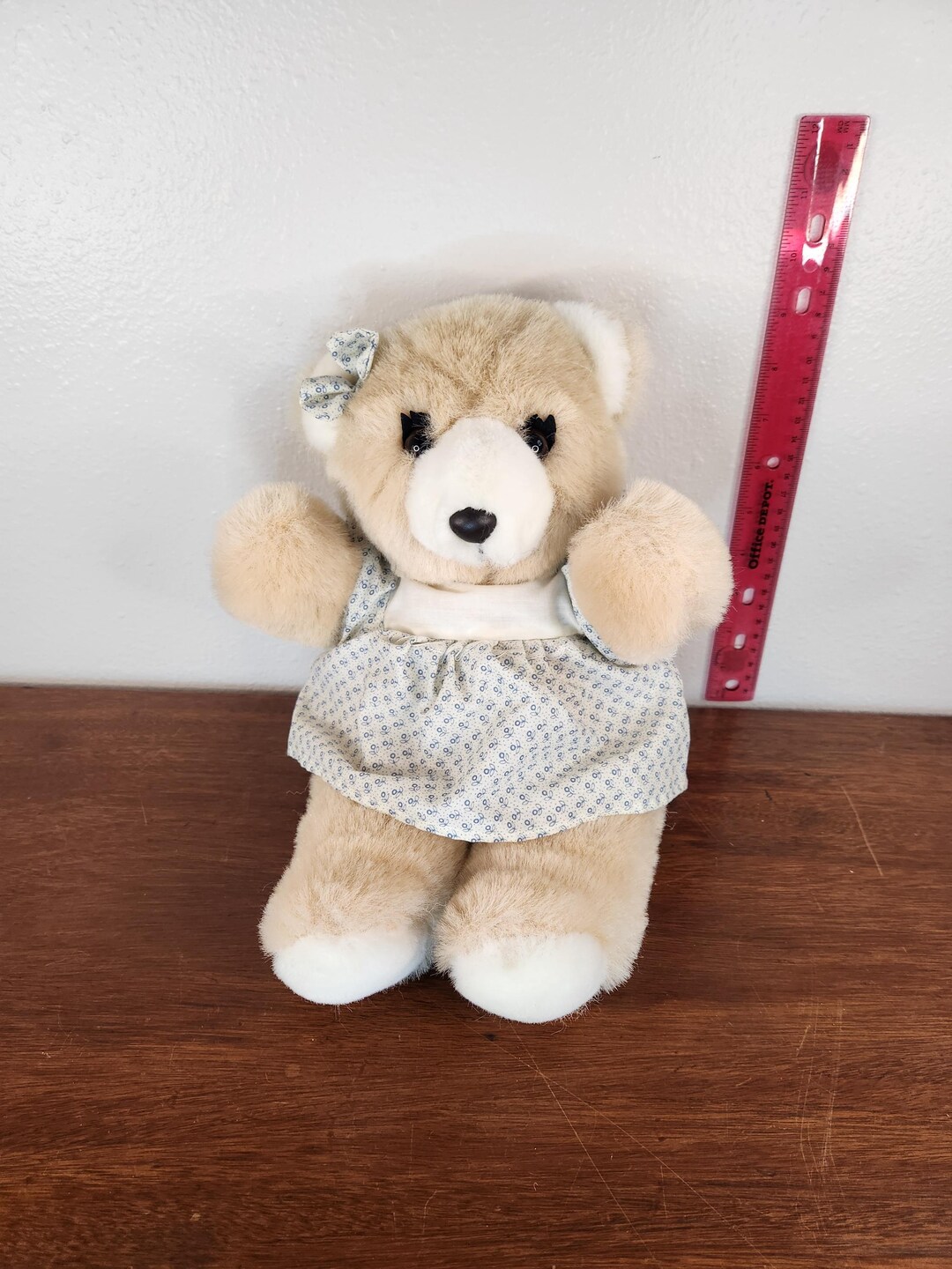 Mervyn's Muffin Family Cream Teddy Bear With Cream and Blue Floral ...