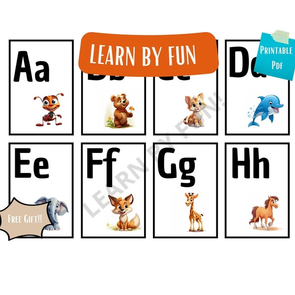 Free Alphabet Flash Cards - Etsy
