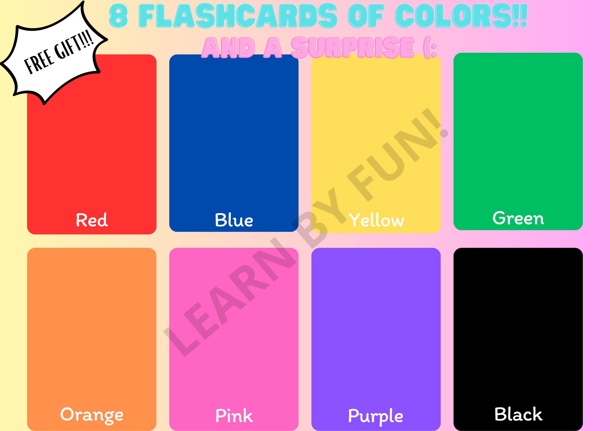 COLOR Flashcards for Kids Pdf Printable Cards Preschool Toys. - Etsy