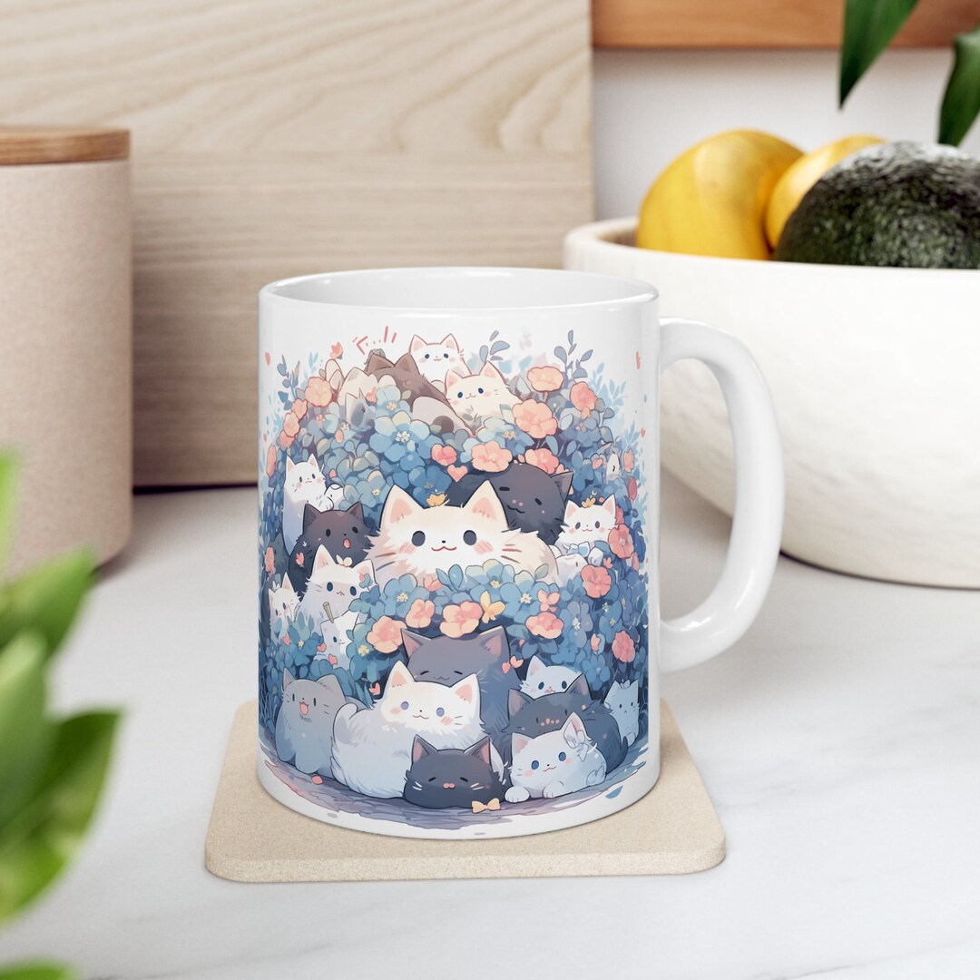 Cute Cats in a Bush, Double Sided Art, Perfect Cat Lover Gift, Cat Mug ...