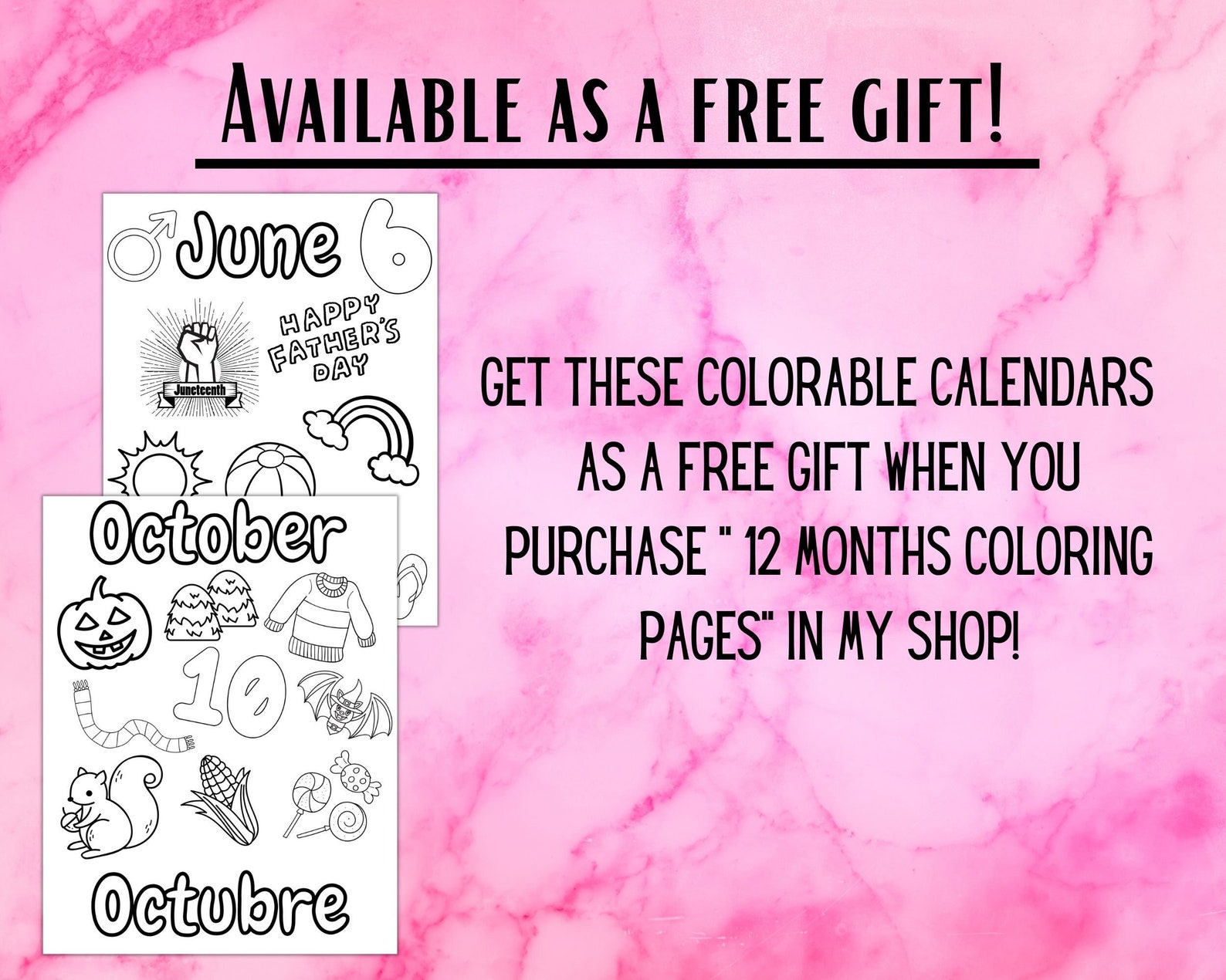 Colorable Monthly Calendar, Monthly Calendar, 12 Month Printable ...