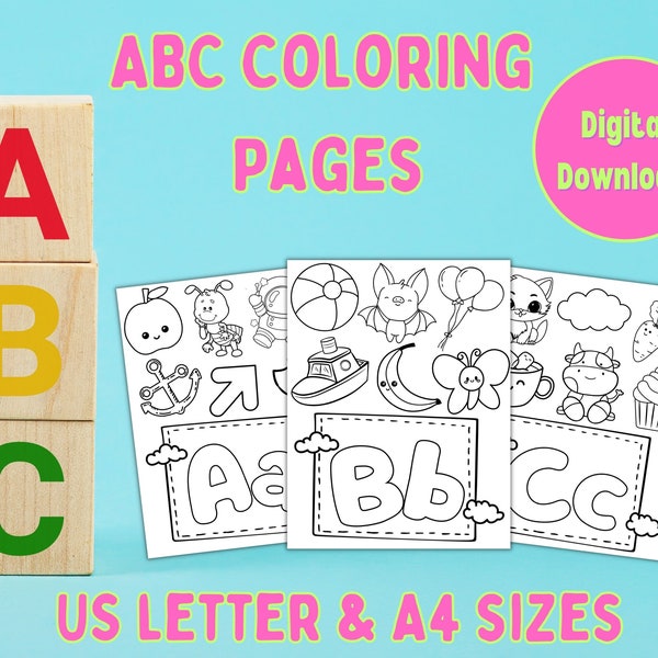 Preschool Alphabet Coloring Book - Etsy