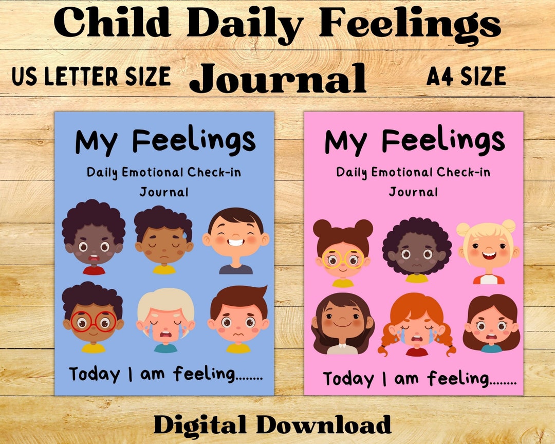 Daily Mood Tracker Journal, Kids Daily Emotions Journal, Daily Journal ...