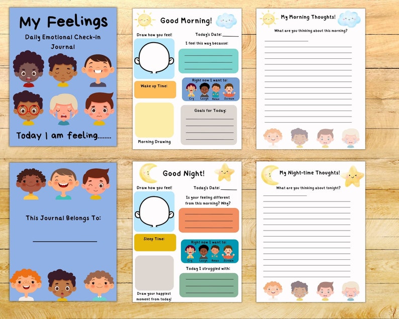 Daily Mood Tracker Journal, Kids Daily Emotions Journal, Daily Journal ...