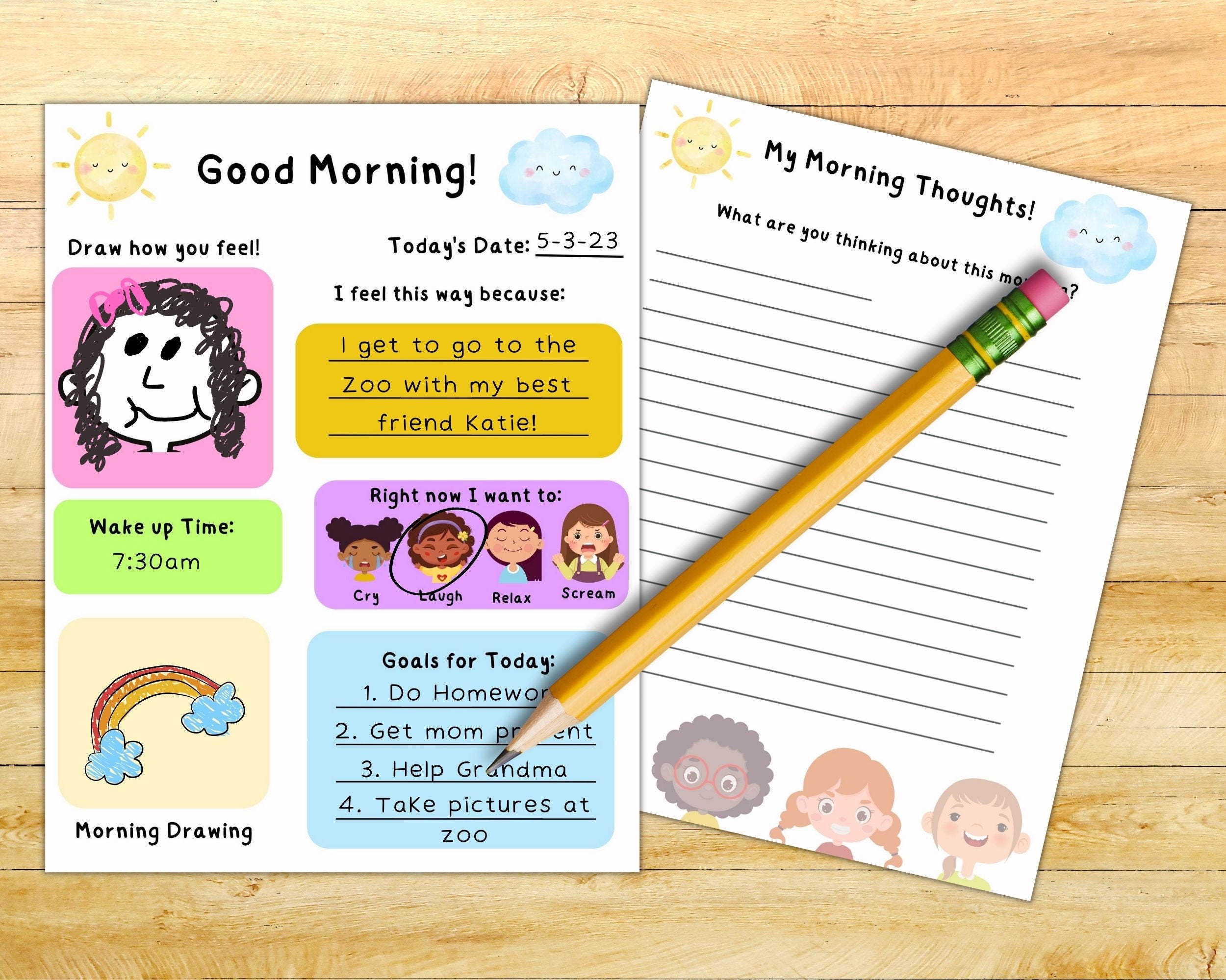 Daily Mood Tracker Journal, Kids Daily Emotions Journal, Daily Journal ...