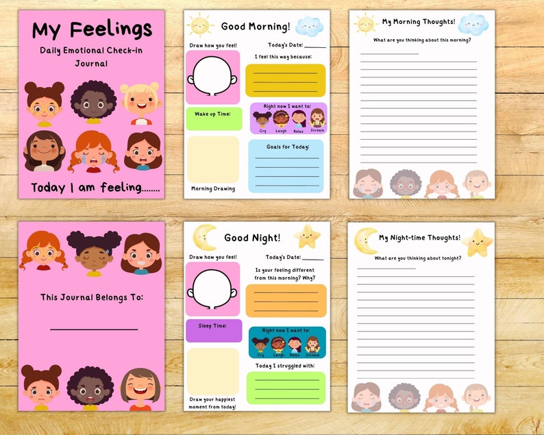 Daily Mood Tracker Journal, Kids Daily Emotions Journal, Daily Journal ...