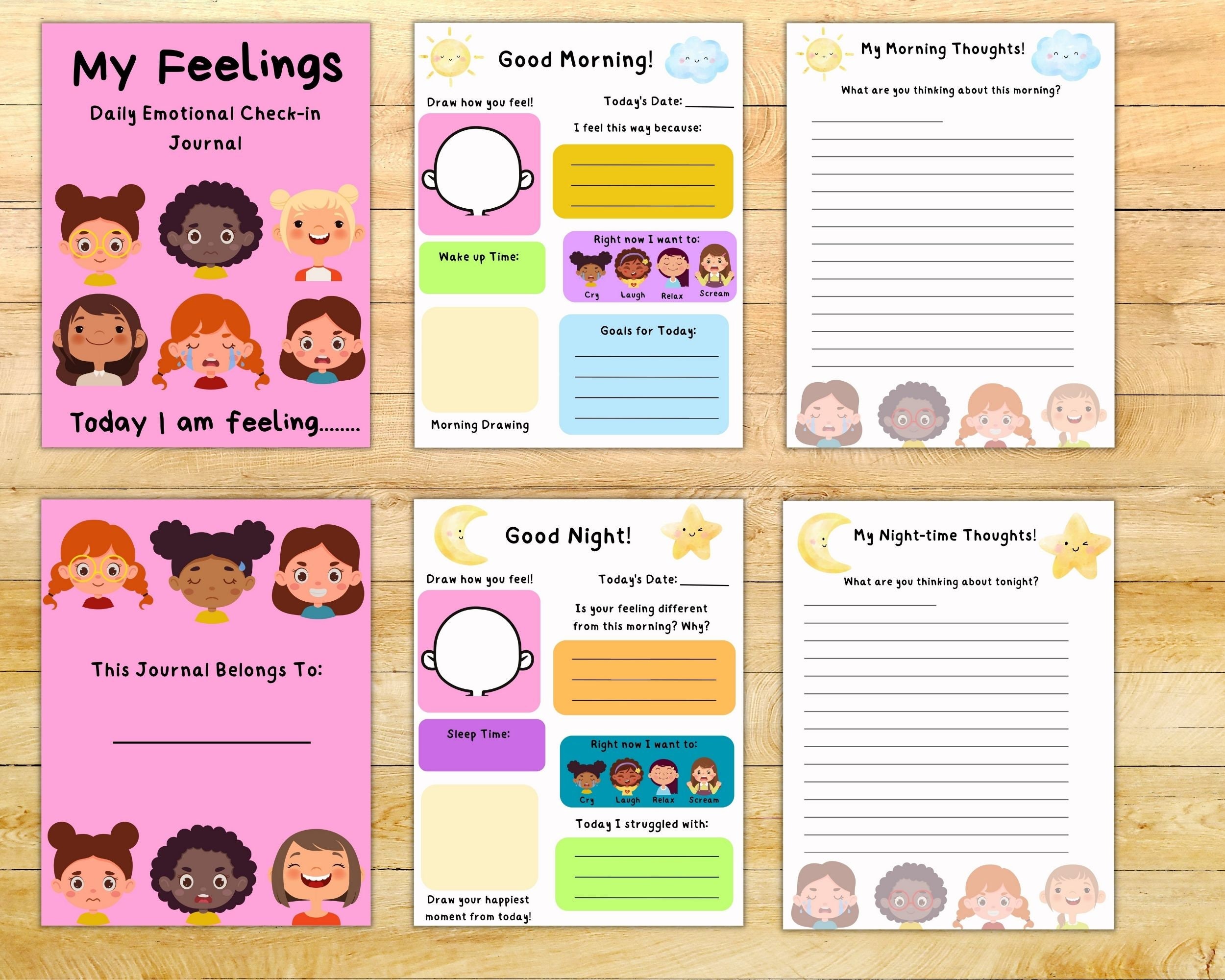 Daily Mood Tracker Journal, Kids Daily Emotions Journal, Daily Journal ...