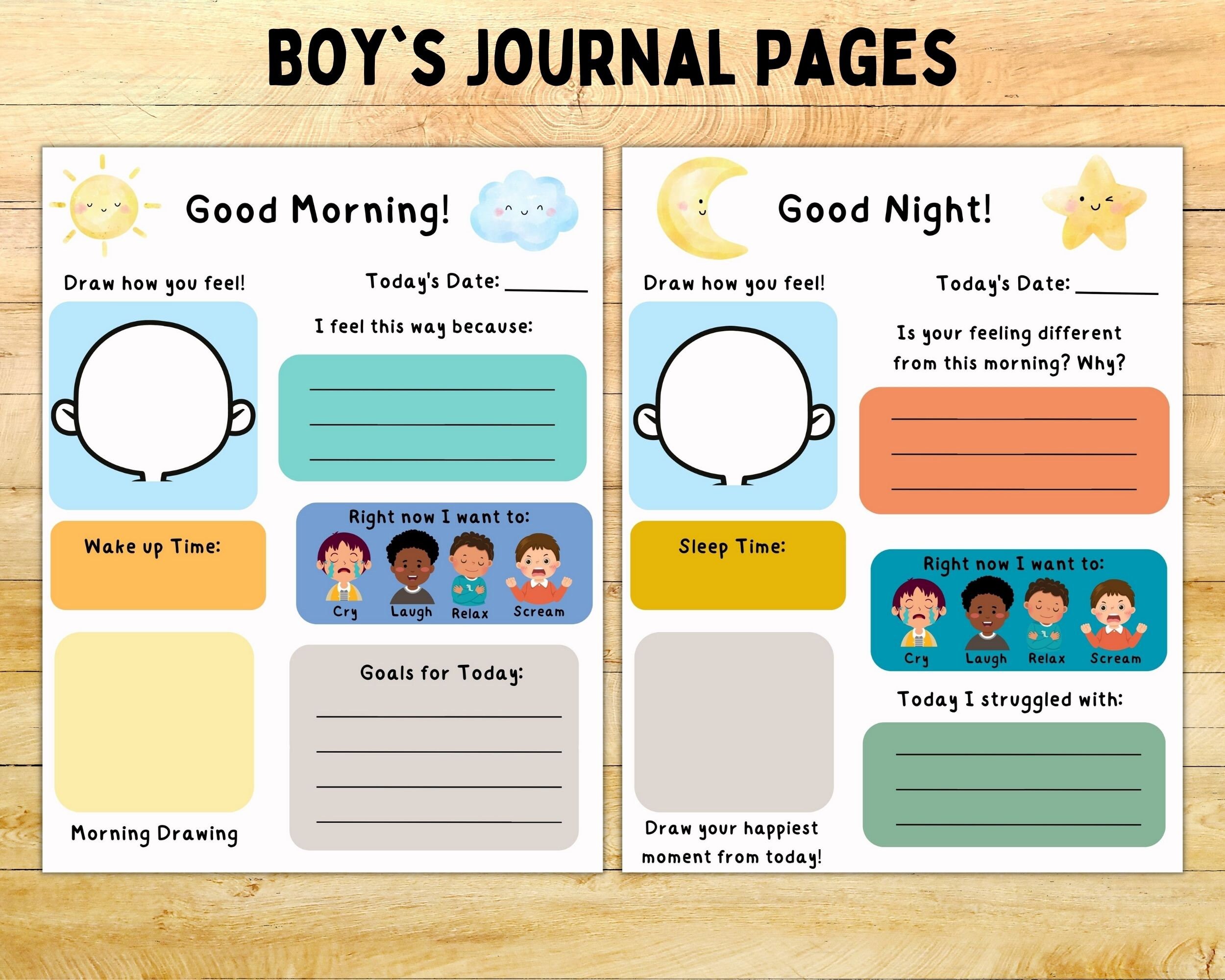 Daily Mood Tracker Journal, Kids Daily Emotions Journal, Daily Journal ...