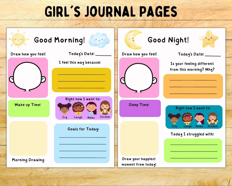Daily Mood Tracker Journal, Kids Daily Emotions Journal, Daily Journal ...
