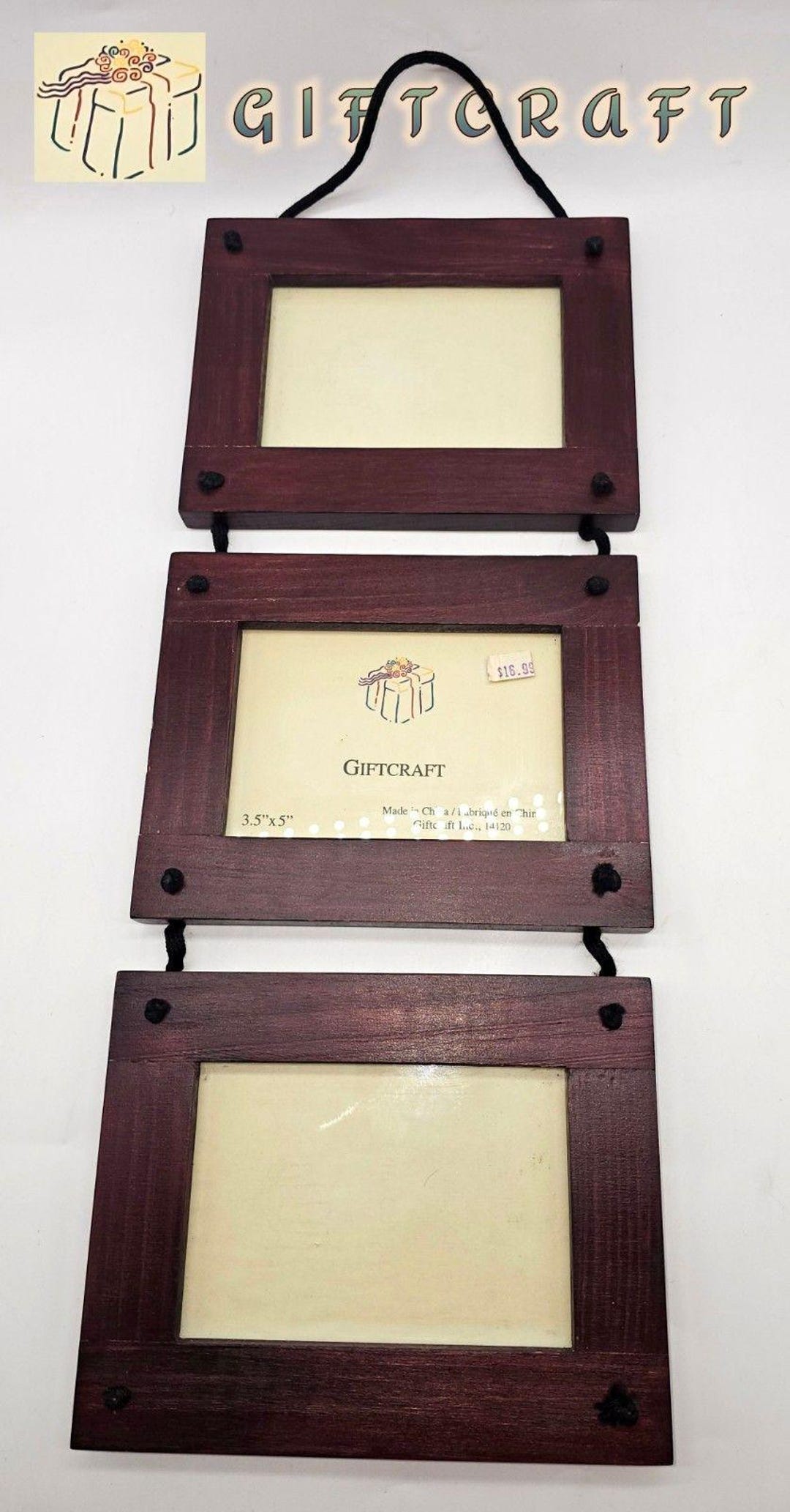Rustic Hanging Wooden Picture Frames Giftcraft Set 3.5 X 5 Home Decor ...