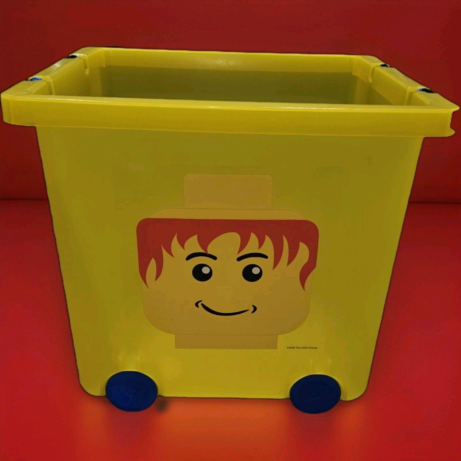 RARE LEGO Yellow Plastic Storage Container Cube Box Bucket W Wheels ...