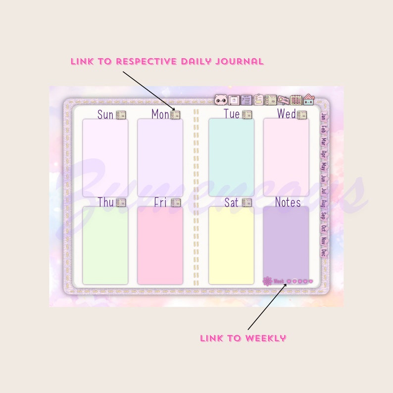 Kawaii Digital Planner, Undated, Goodnotes Hyperlinked (digital ...