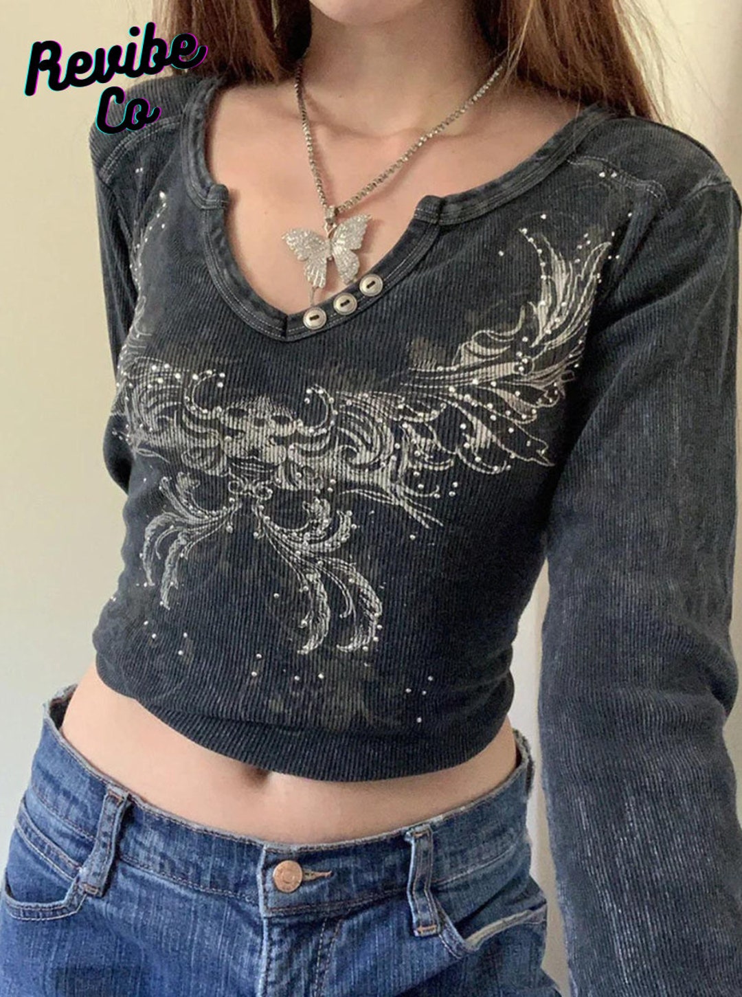 Vintage Grunge Fairycore Shirt Vintage Harajuku Y2k Top Retro Y2k ...