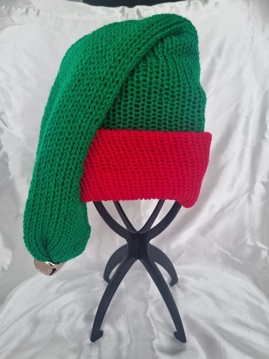 Knitted Christmas Elf Slouchy Beanie - Etsy UK