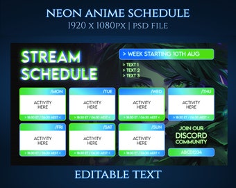 Green Night Sky Twitch Stream Schedule Weekly Template PSD - Etsy