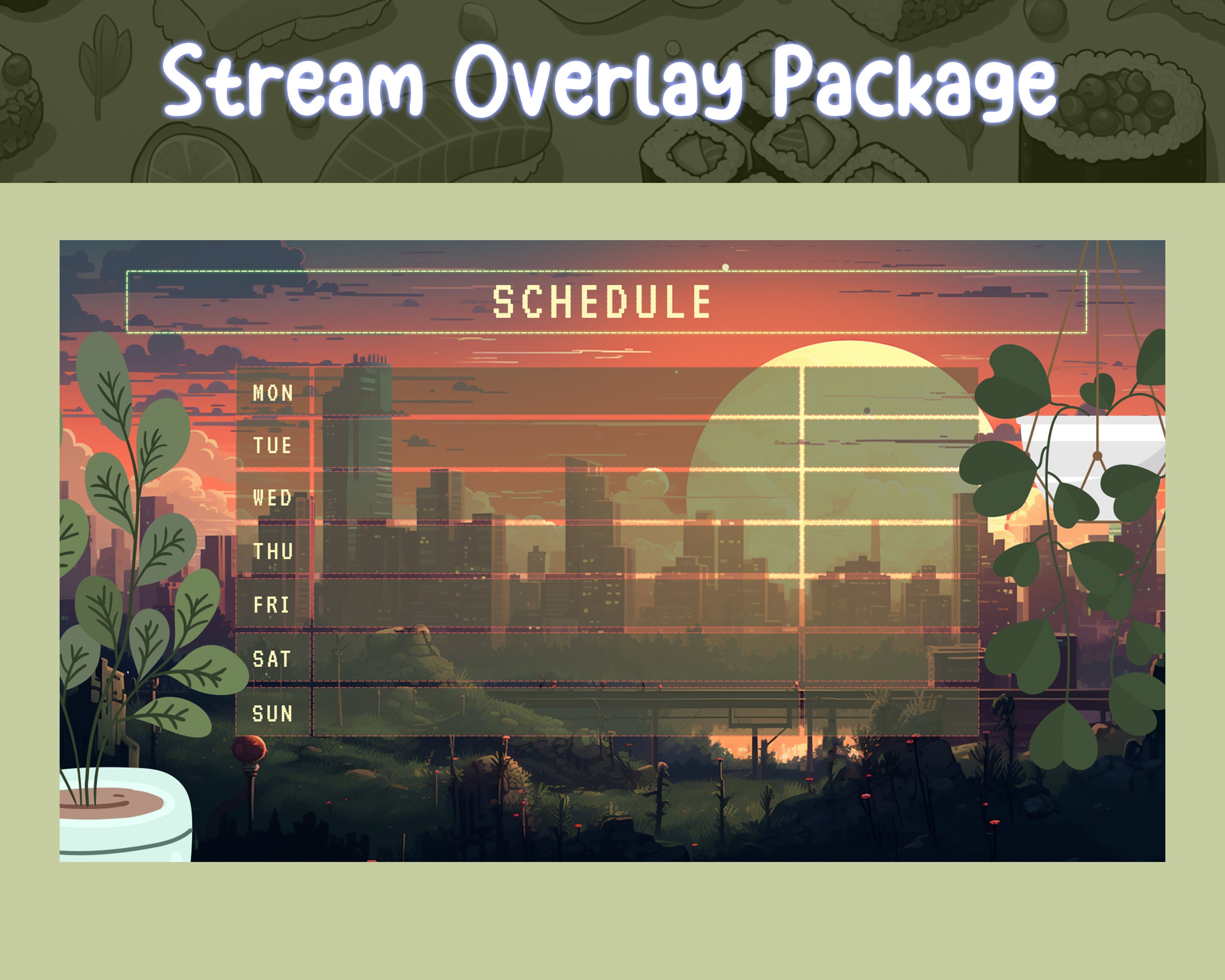 Sunset Dream Overlay Set Stream Package Schedule Animated Alerts Panels ...