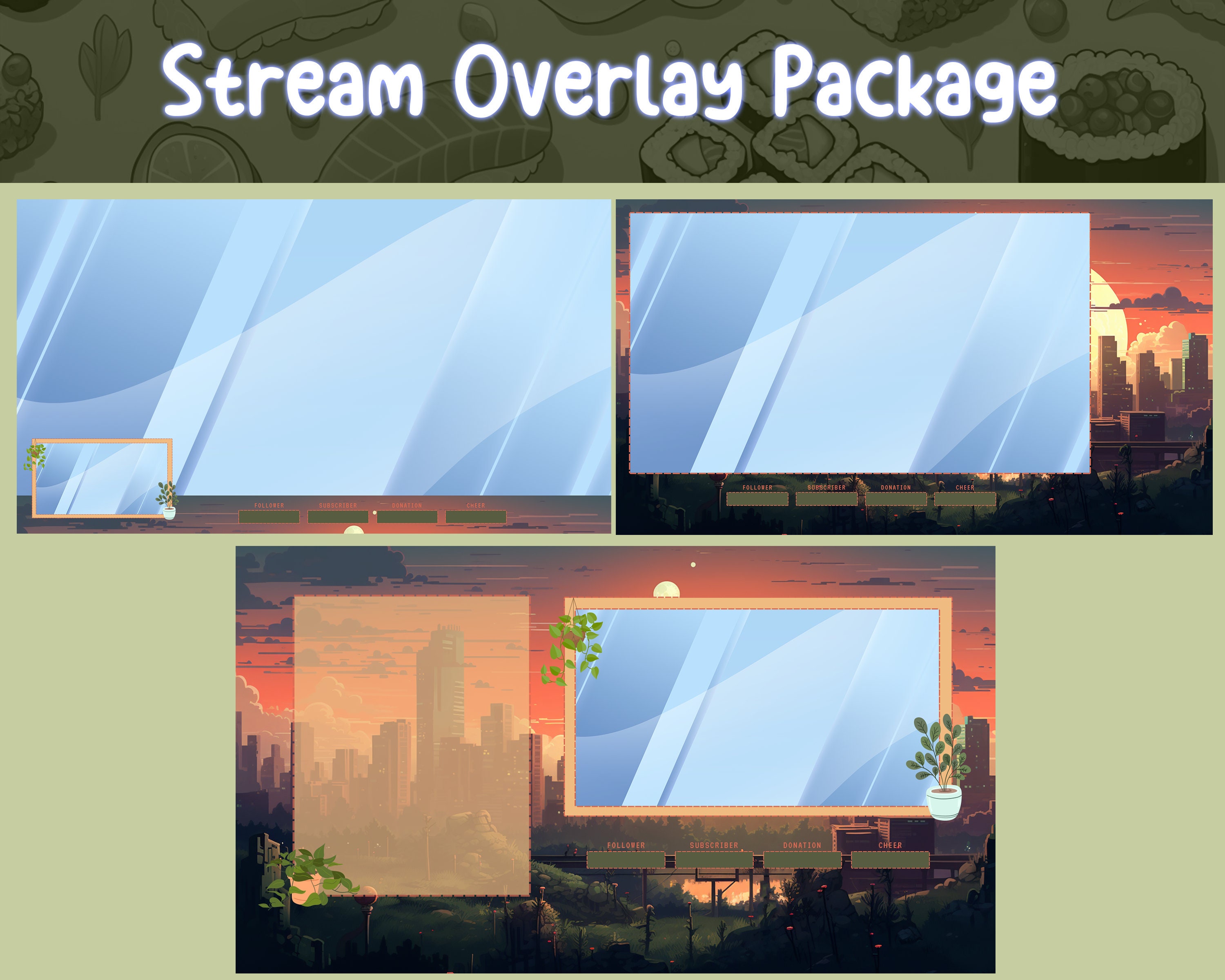 Sunset Dream Overlay Set Stream Package Schedule Animated Alerts Panels ...